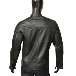 Men Black Johnson Racer Leather Jacket | The Genuine Leather