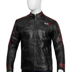 Men N7 Mass Effect 3 Gaming Biker Leather Jacket