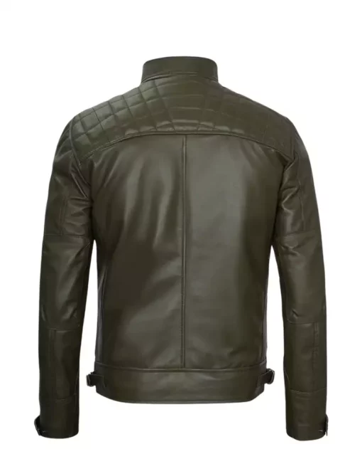 Men Cafe Racer Green Leather Jacket | Green Leather Jacket
