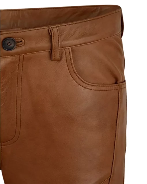 Mens Noach Brown Leather Pants | Brown Leather Pants