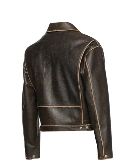 Brown Distressed Leather Jacket - Vintage Style & Rugged