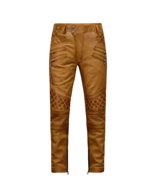 Men's Mustard Leather Pants Outlaw Burnt | Men's Leather Pants