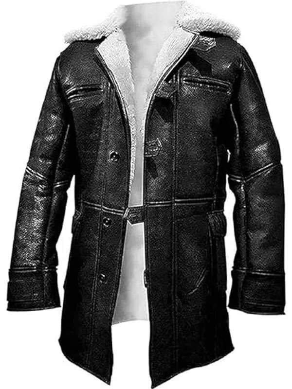 Bane Coat of Batman Dark Knight Black Real Leather