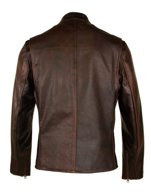 Men's Schott Brown Cafe Racer Leather Jacket