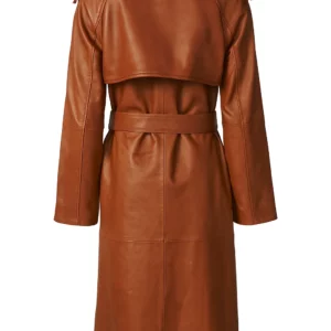 Women Genuine Brown Leather Trench Coat | Brown Leather Coat