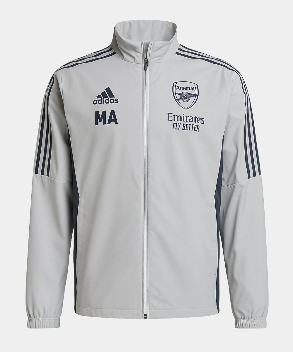 Mikel Arteta Arsenal FC Training Session Grey Jacket